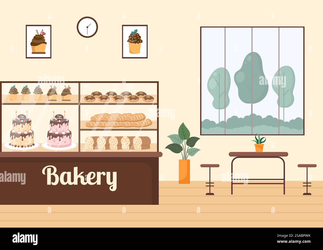 Interior bread pastry shop Stock Vector Images - Alamy