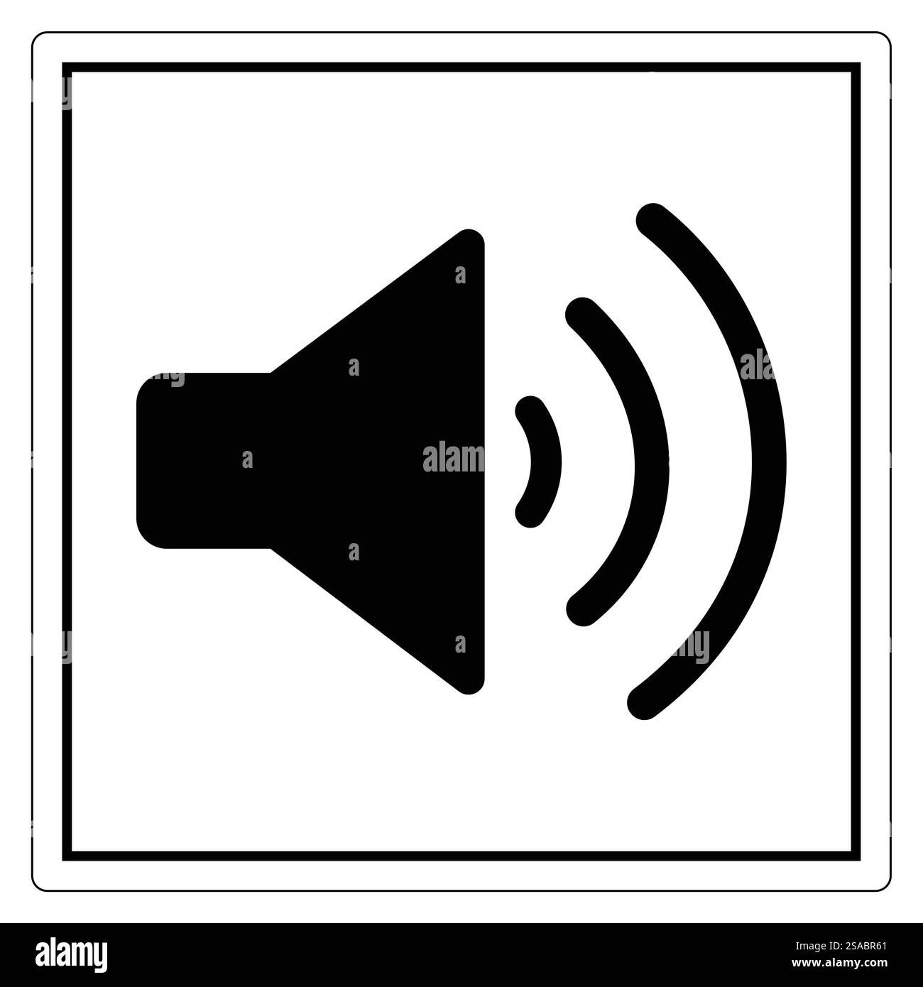 A simple black and white icon illustrating a sound wave emanating from ...