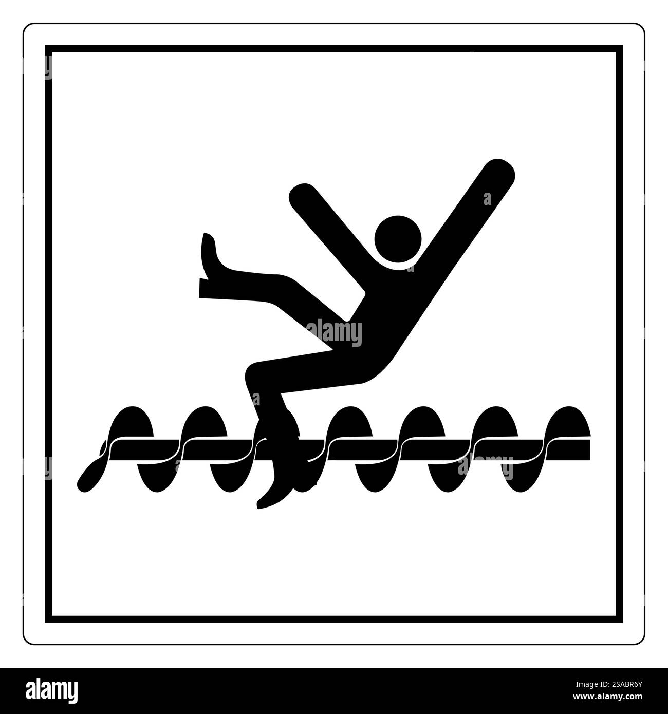 A caution sign depicting a person slipping on a slippery surface. It ...