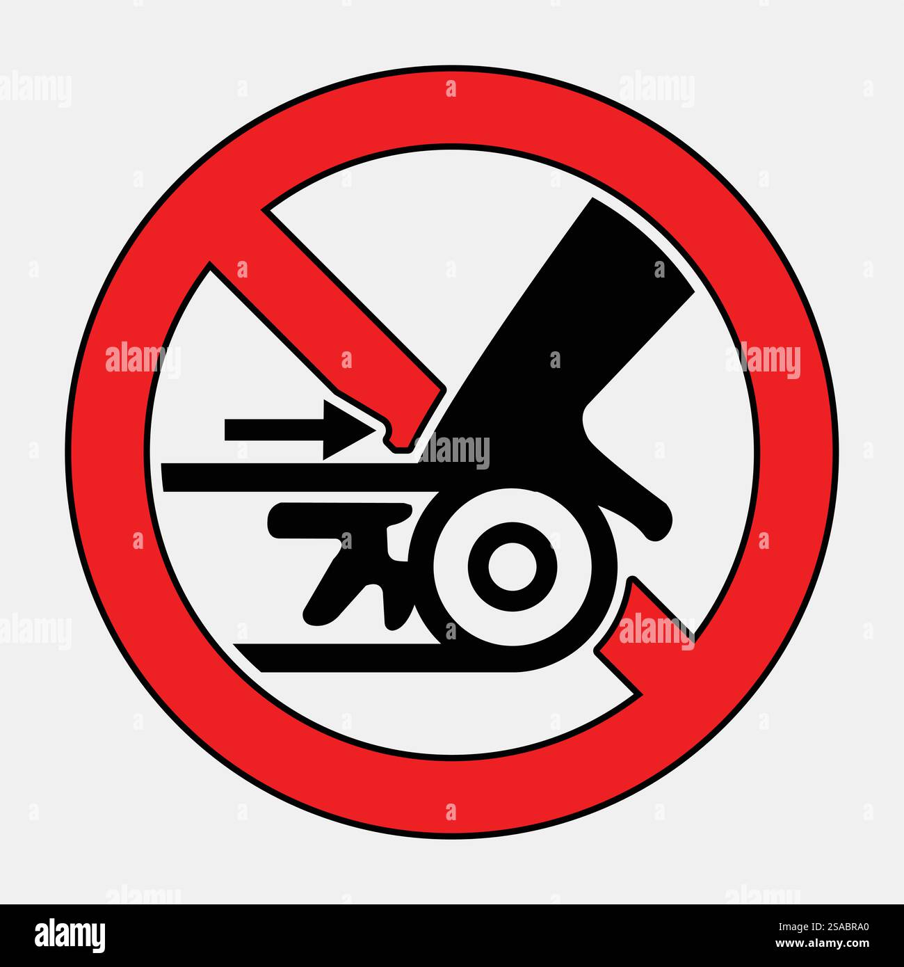 A bold prohibition sign depicting a warning against equipment use and ...