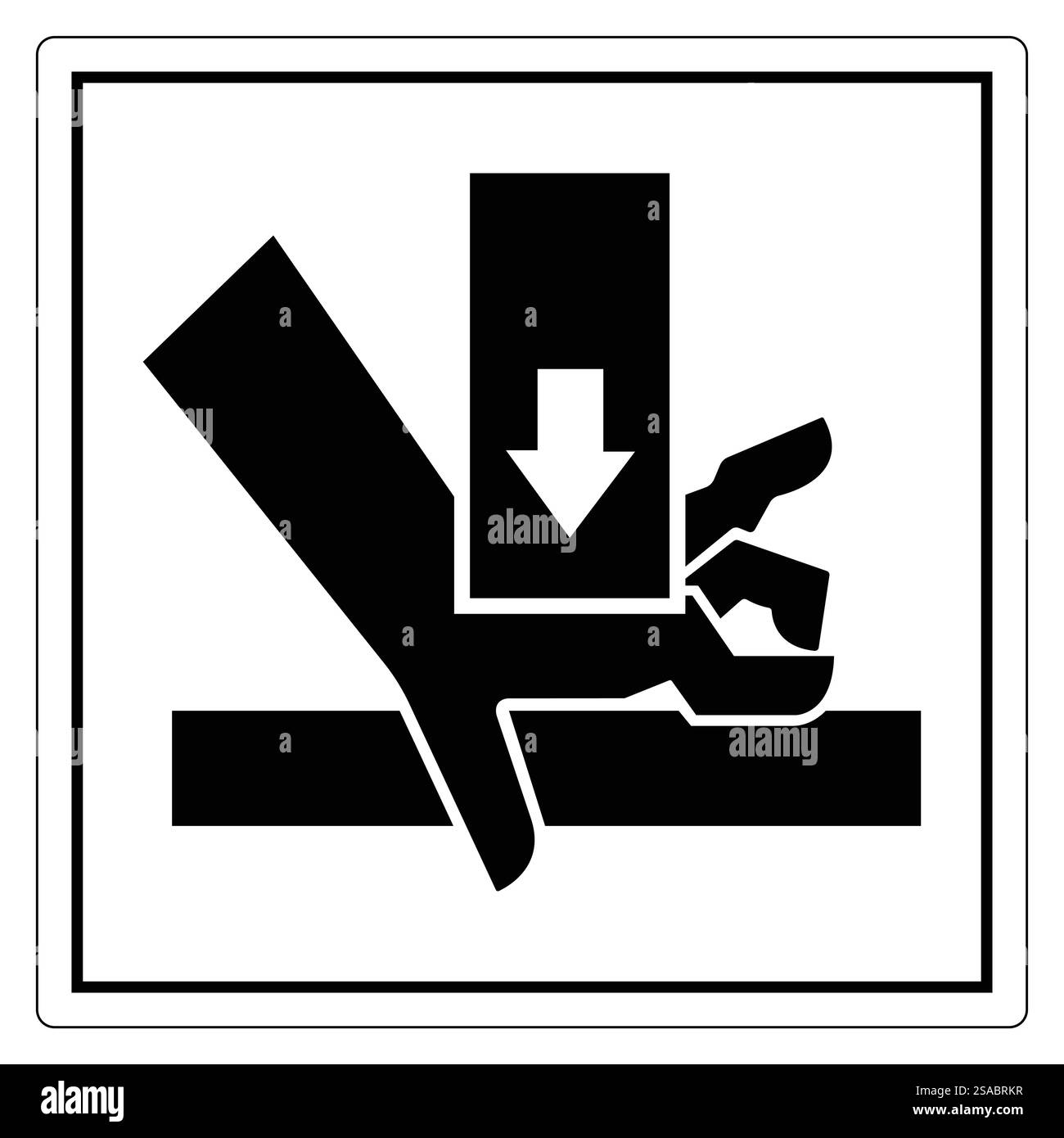 A caution warning sign indicating potential hand injury risk. Ideal for ...