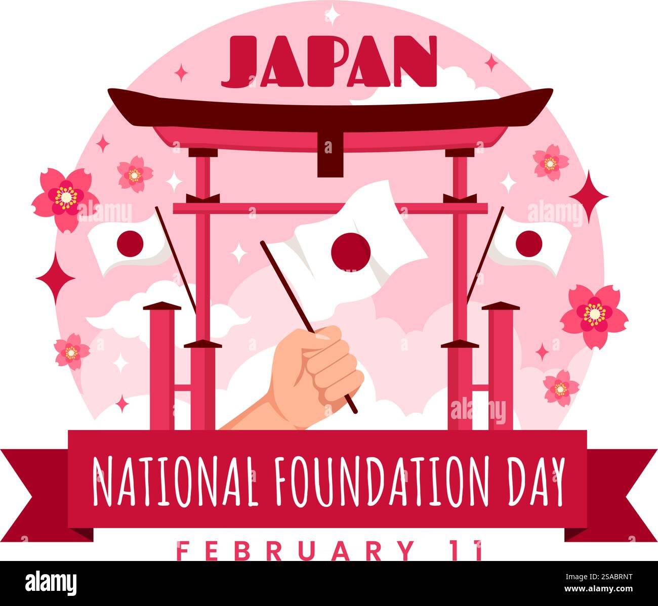 Happy Japan National Foundation Day Vector Illustration on February 11 ...