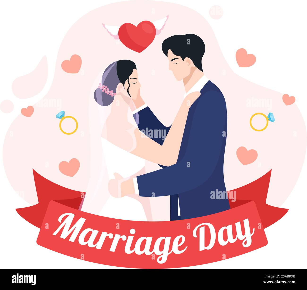 World Marriage Day Vector Illustration on February 12 with Ring of Love ...