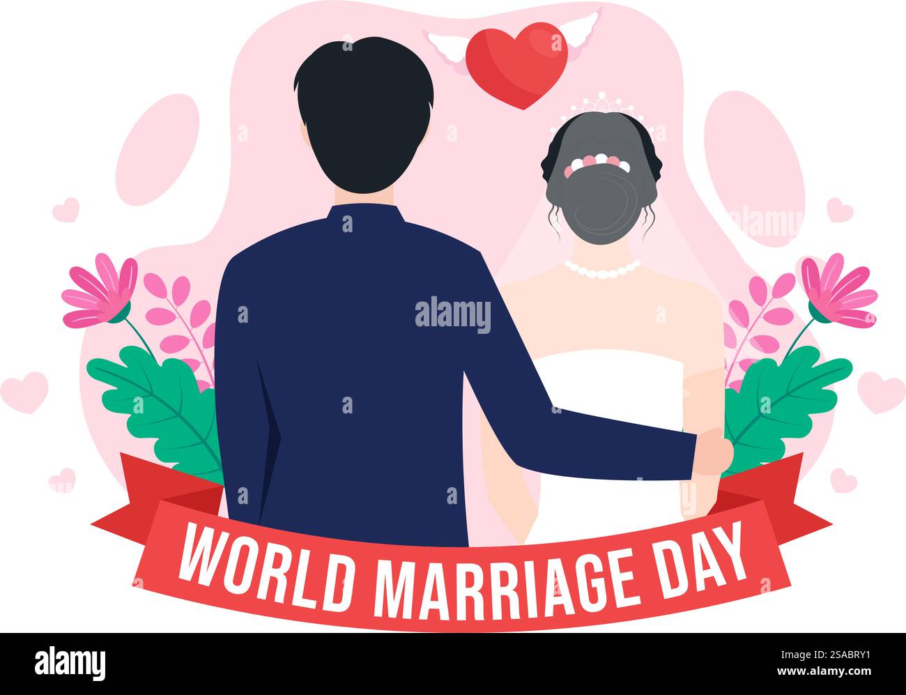 World Marriage Day Vector Illustration on February 12 with Ring of Love ...