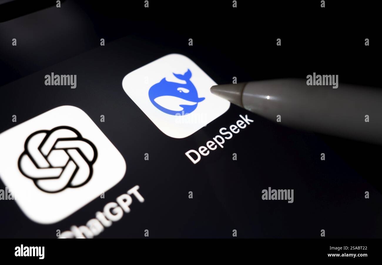 In this photo illustration, the DeepSeek app is displayed on an iPhone ...