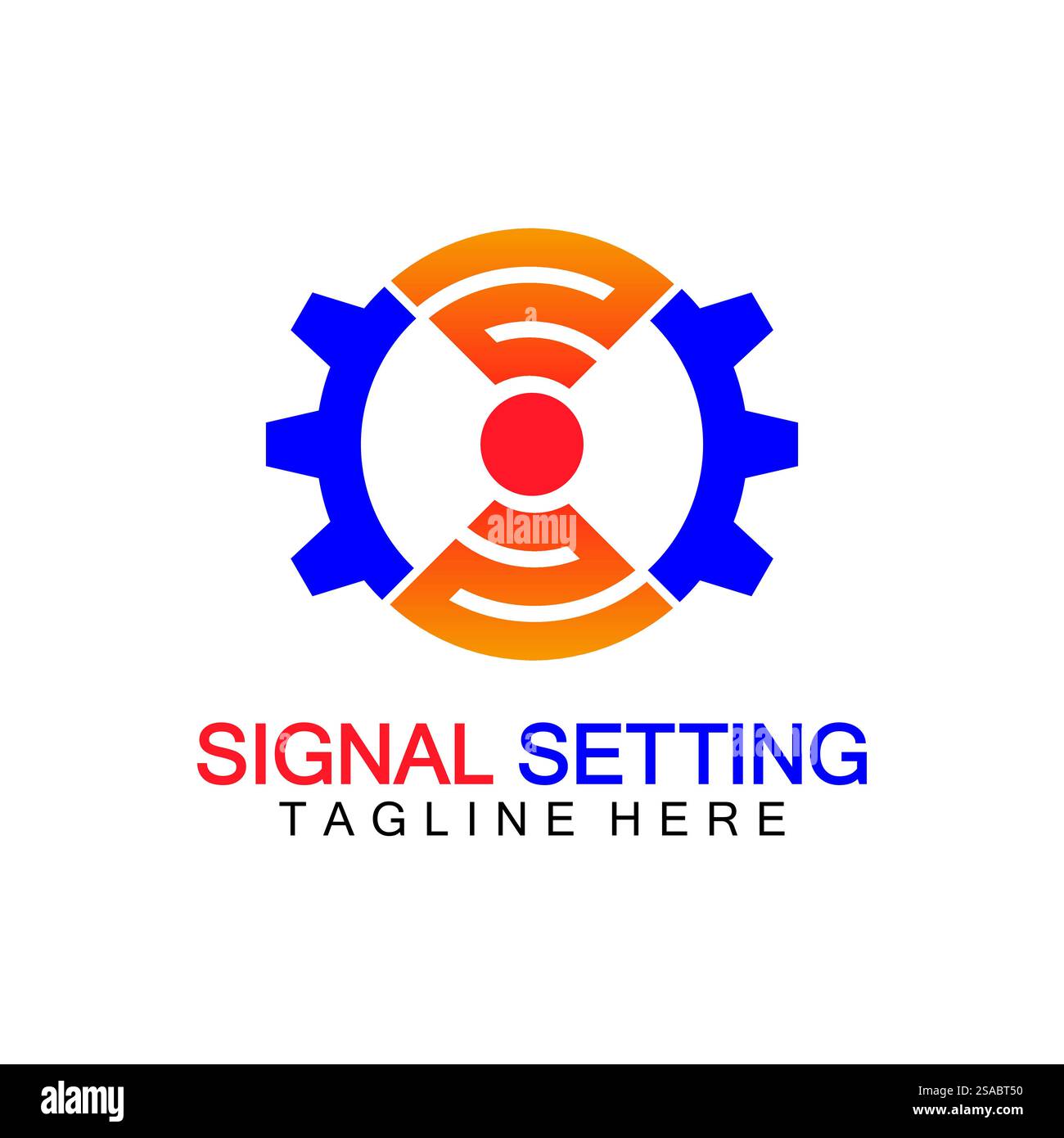 signal setting logo with gear and signal composition, logo for setting ...