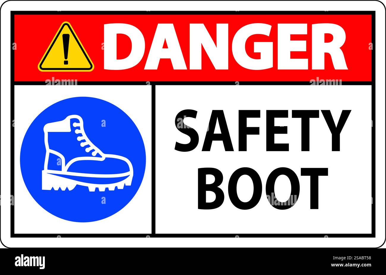 Safety boot sign designed to indicate the importance of wearing ...