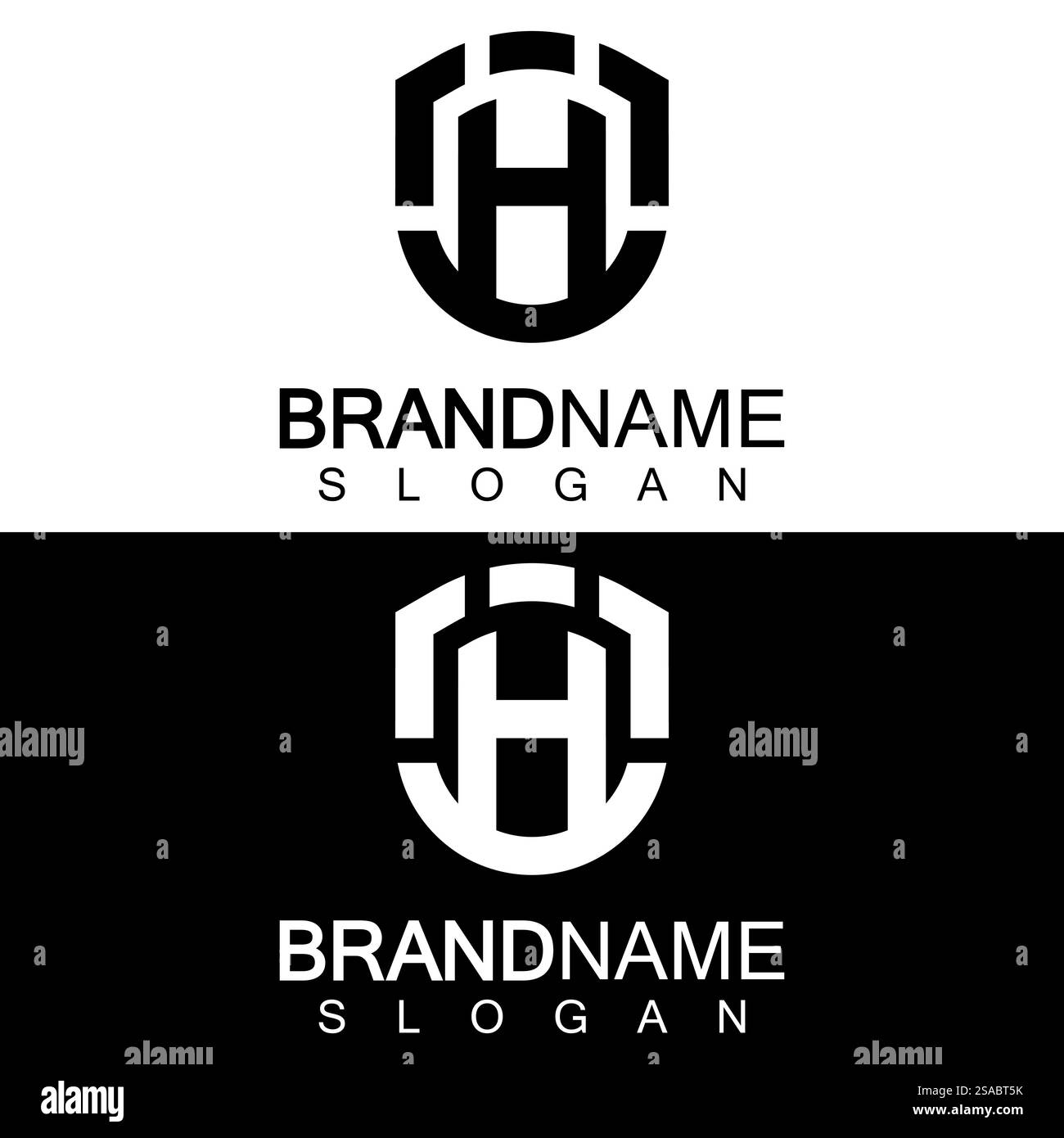 Abstract Letter H Shield Logo Design. Shield Line shape letter H ...