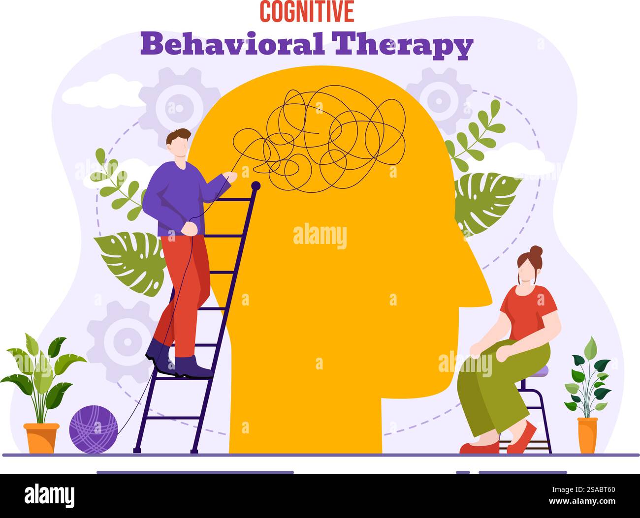 CBT or Cognitive Behavioural Therapy Vector Illustration with Person ...