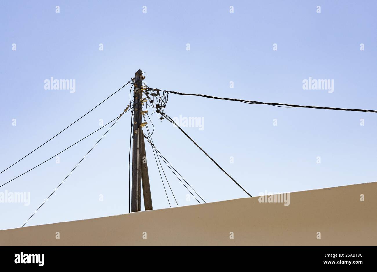 Old electricity pylon with many lines, Kissamos, West Crete, Crete ...