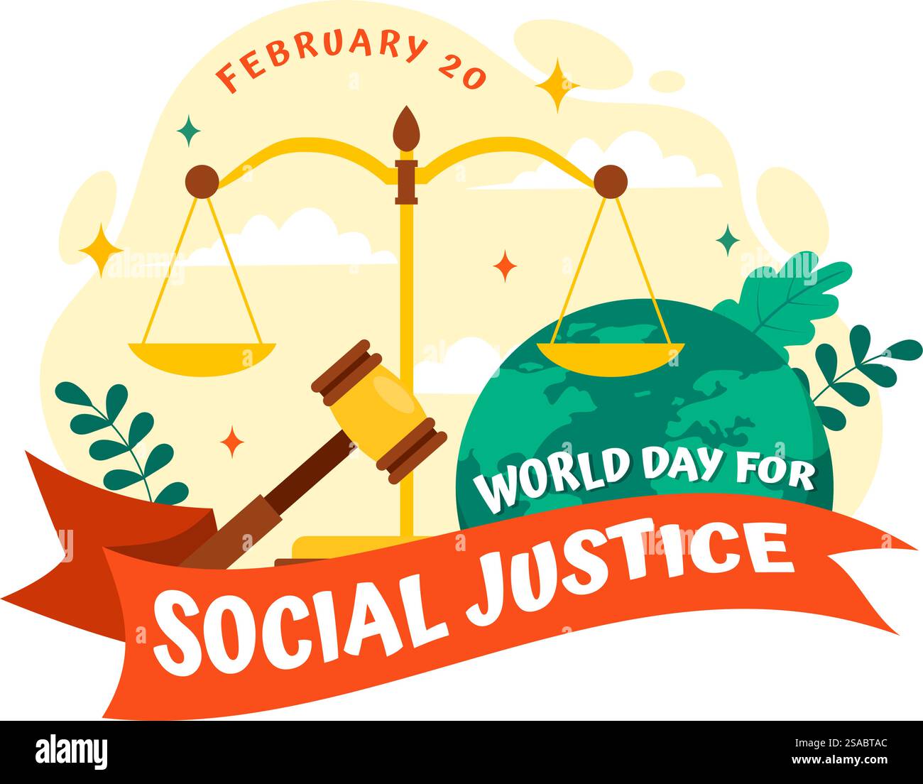 World Day of Social Justice Vector Illustration on February 20 with ...