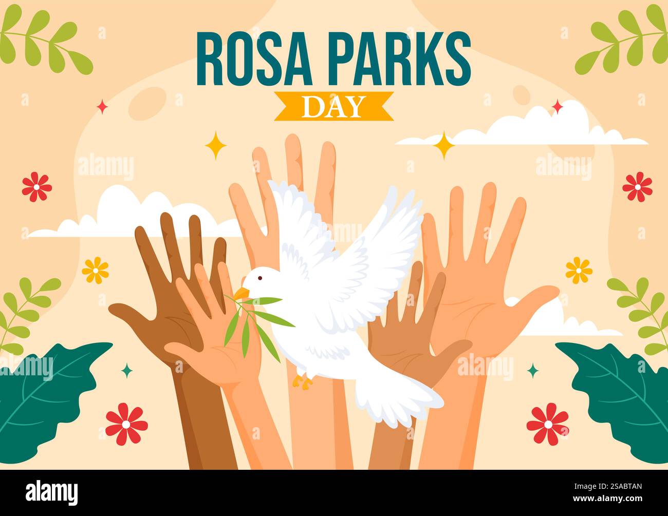 Rosa Parks Day Vector Illustration with the First Lady of Civil Rights ...