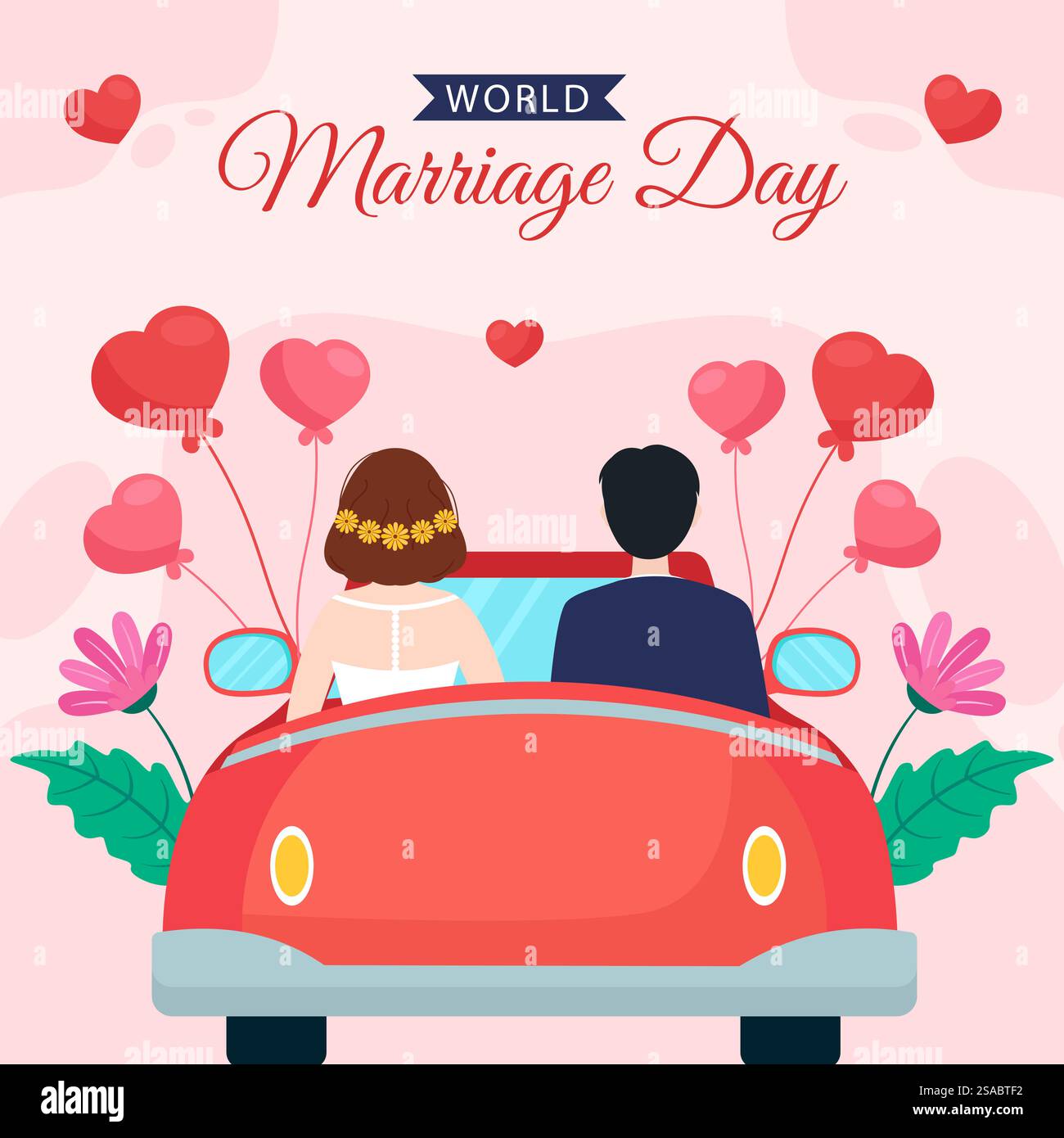 Marriage Day Social Media Illustration Flat Cartoon Hand Drawn ...