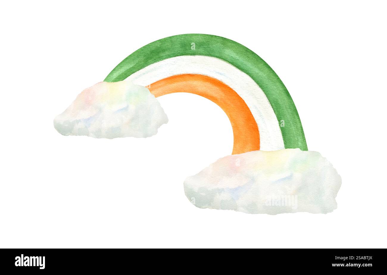 Watercolor green white orange rainbow in Ireland flag colors growing ...