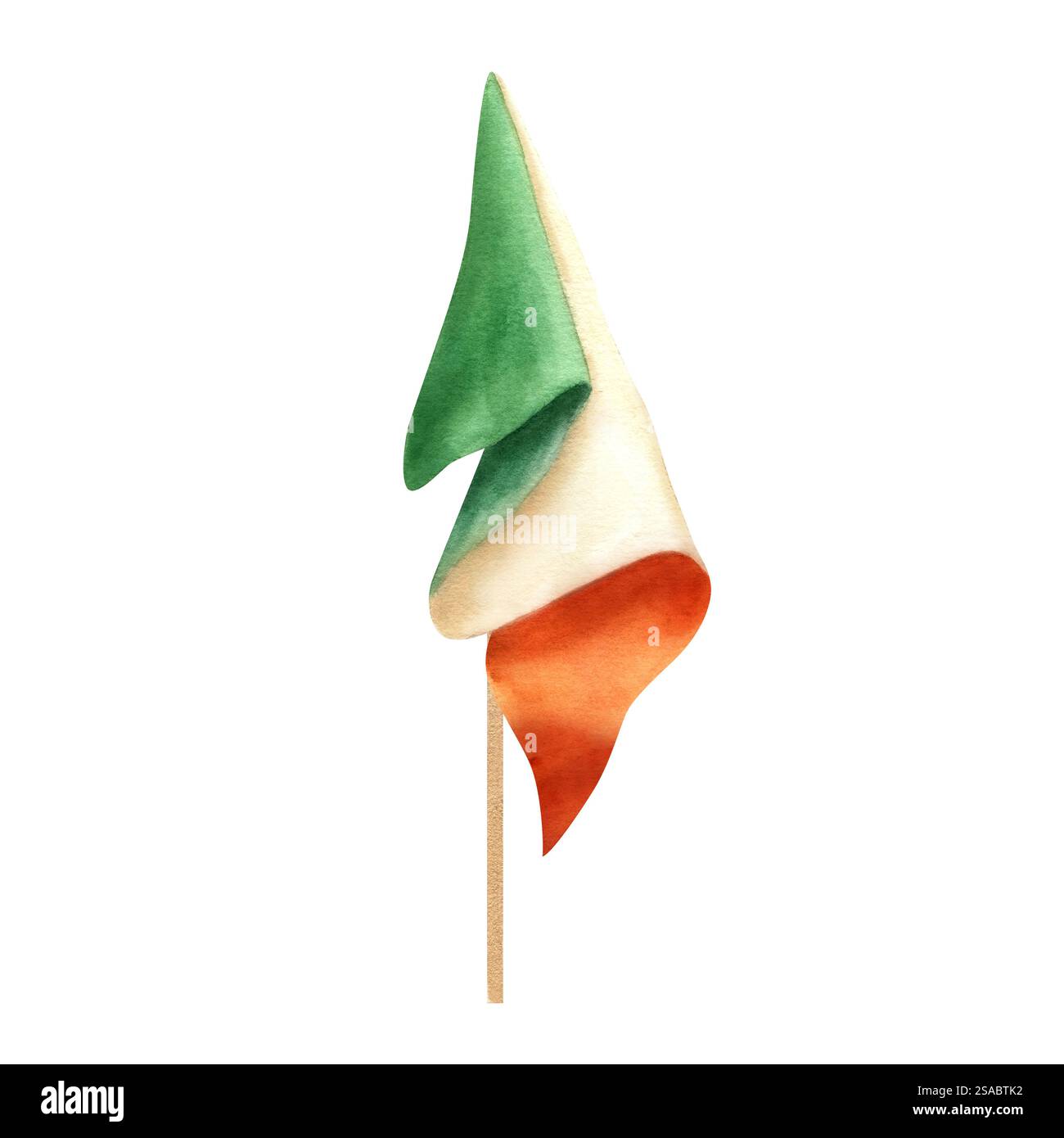 Waving three color national country flag on flagpole in green, white ...