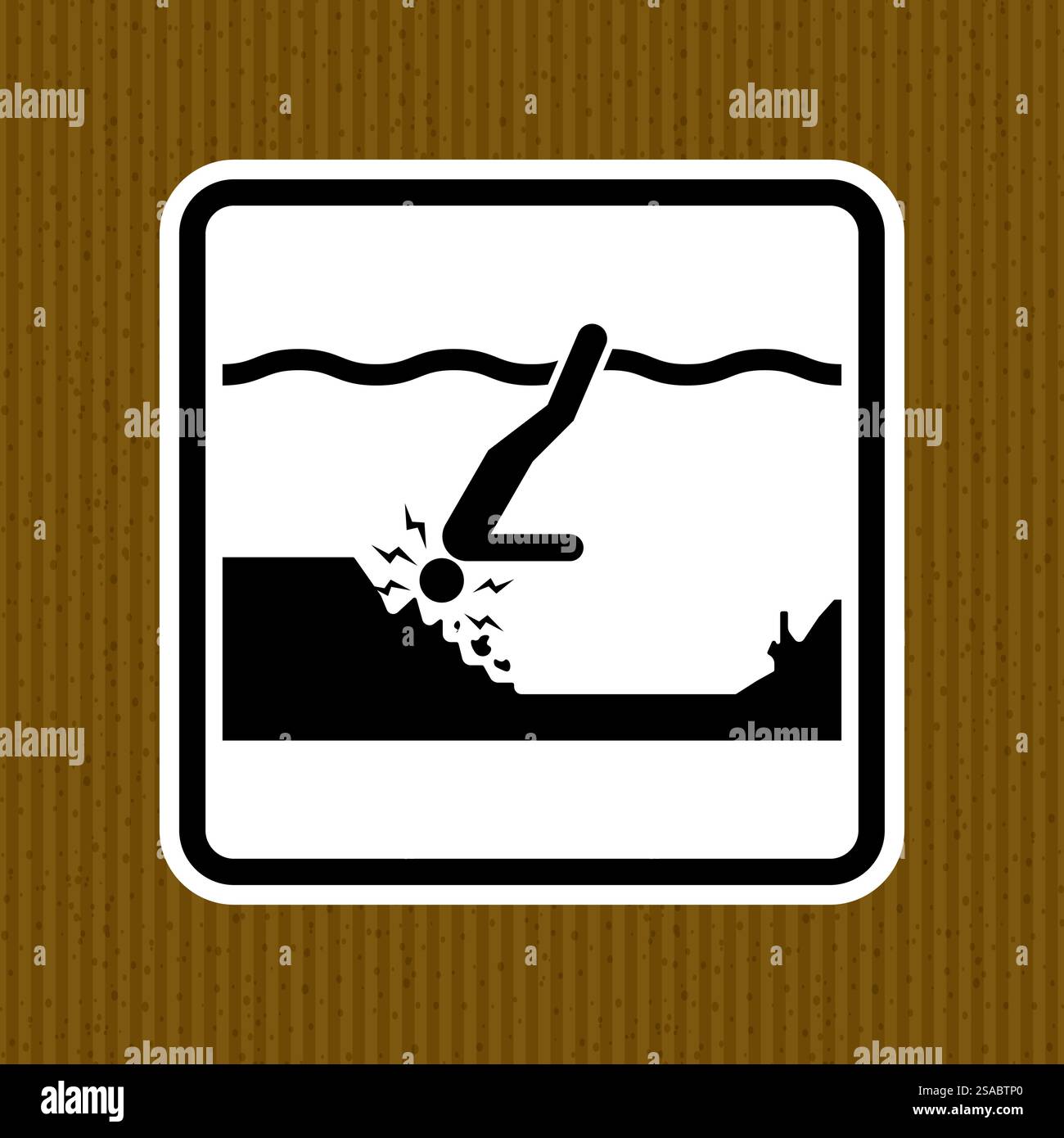 This graphic illustrates a warning sign related to diving in water ...