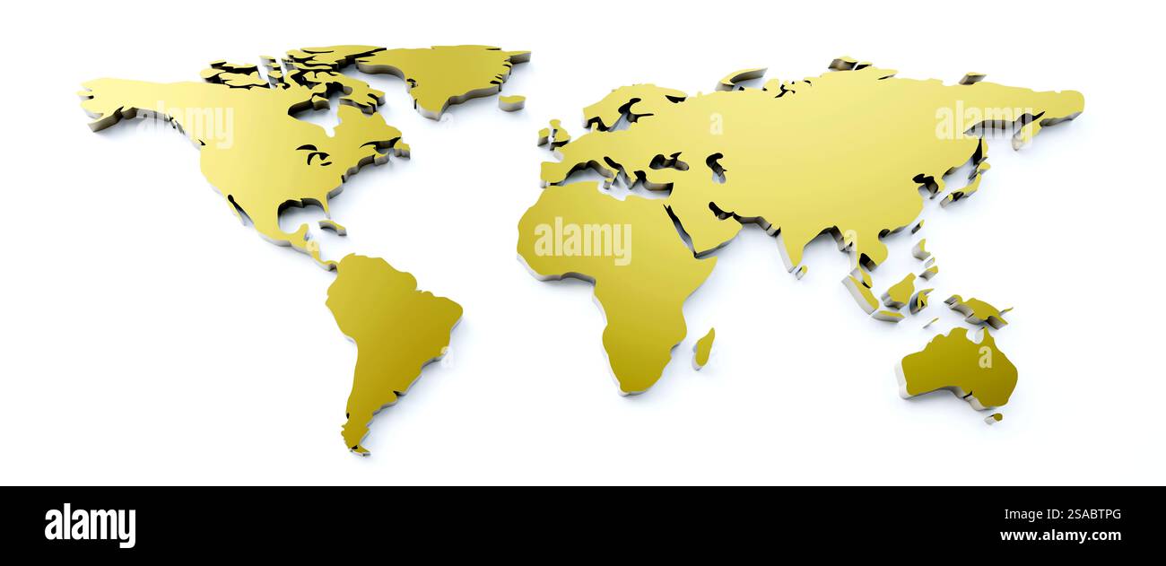 Eath Map 3d shape on the white background Stock Photo - Alamy