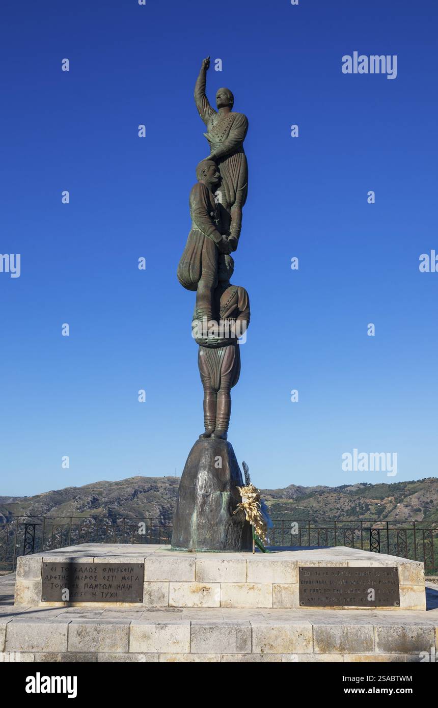 War memorial, mountain village of Lakkoi, Crete, Greece, Europe Stock ...