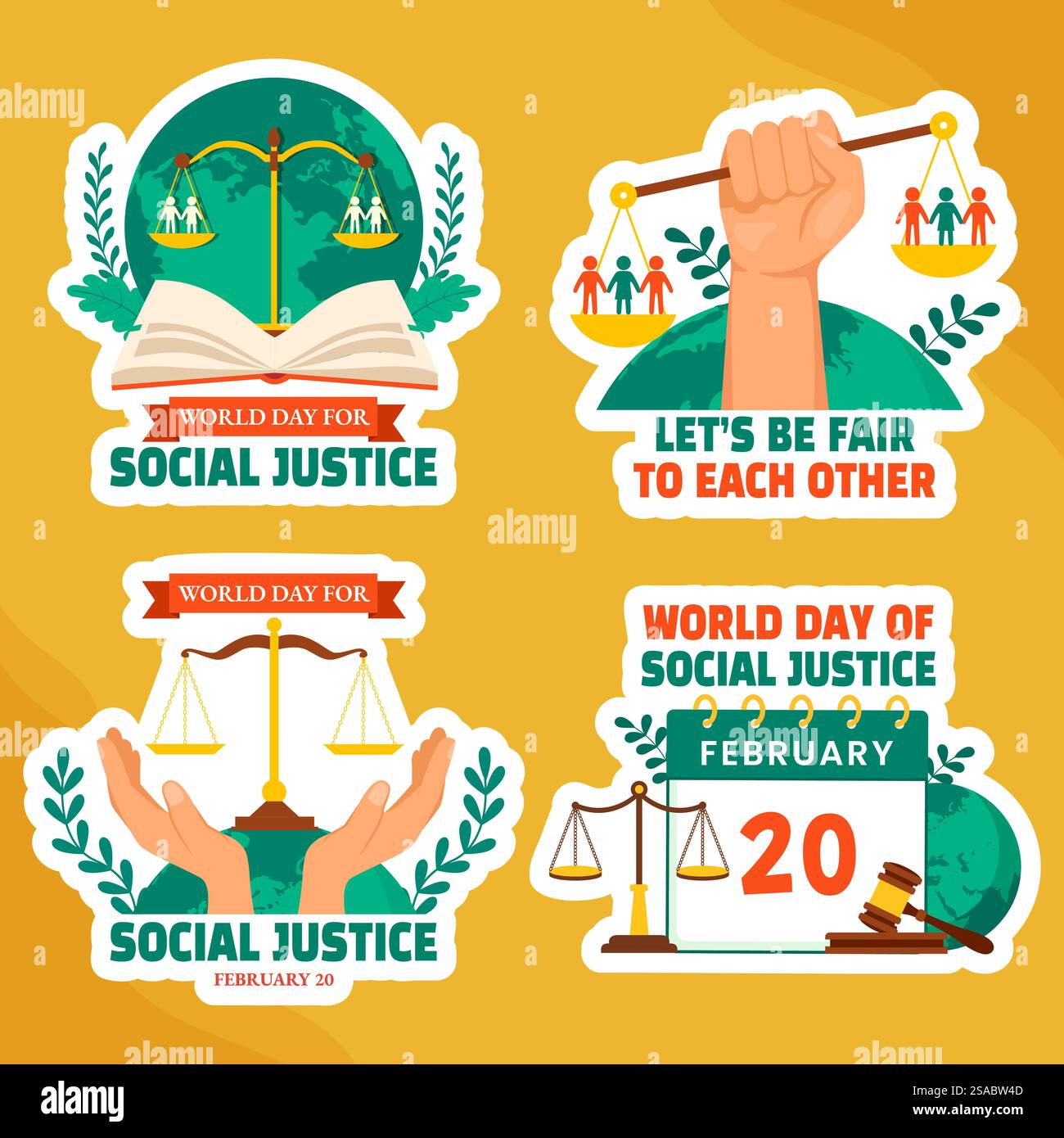 Social Justice Day Label Flat Cartoon Hand Drawn Templates Background ...