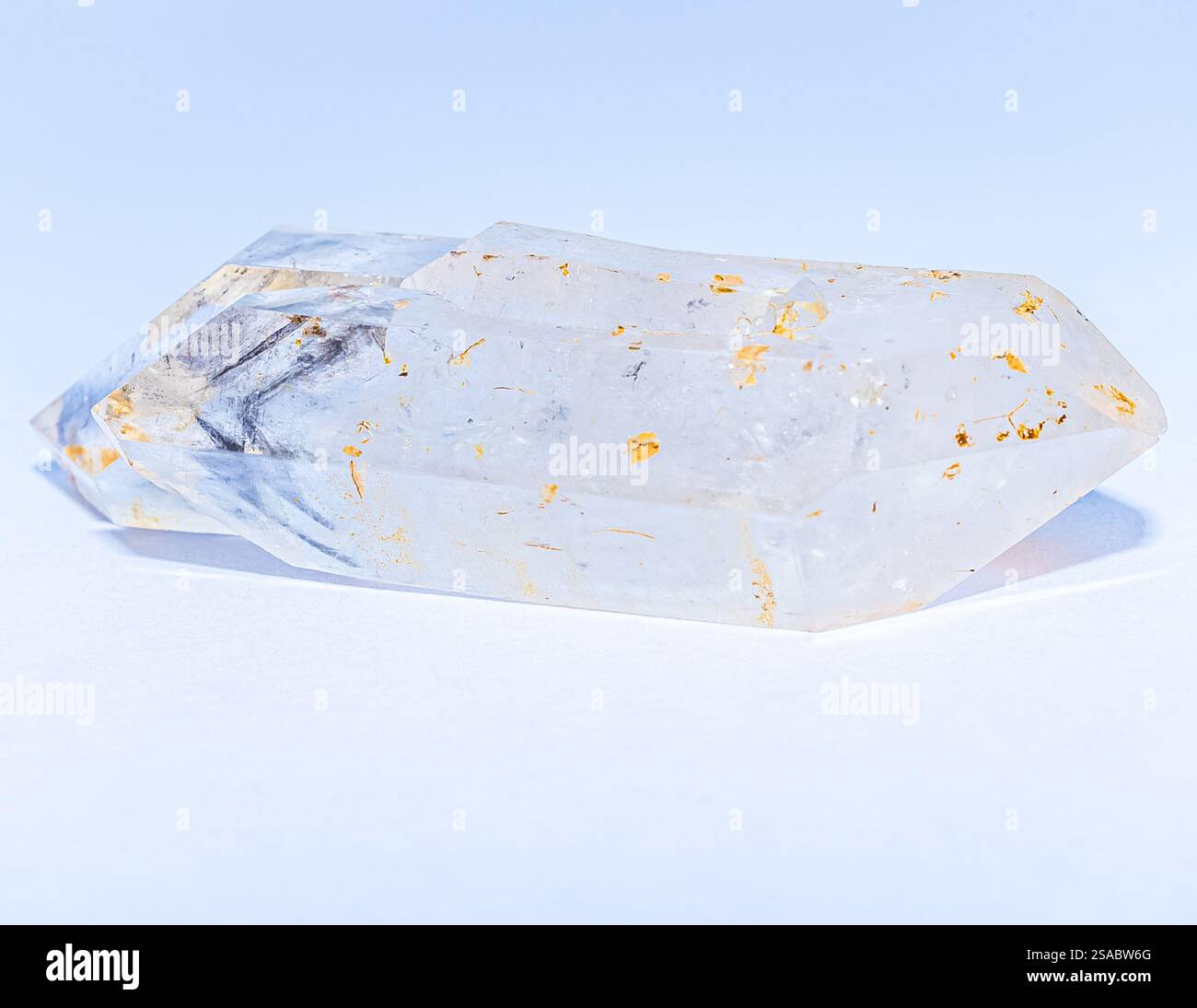 Double Terminated Twin Crystal with Pyramid Inclusions Stock Photo - Alamy
