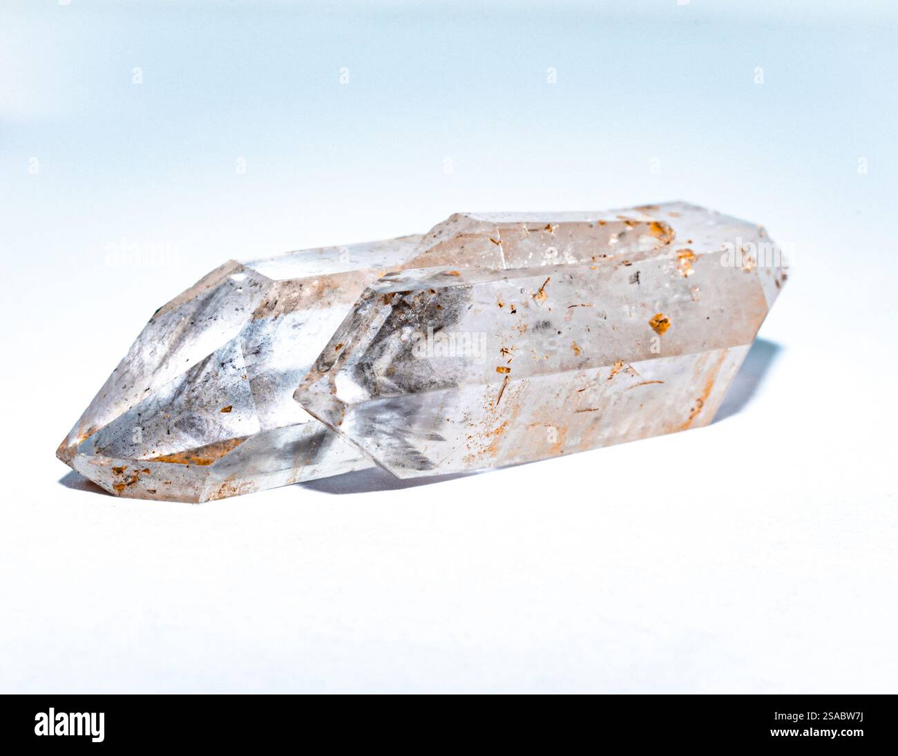 Double Terminated Twin Crystal with Pyramid Inclusions Stock Photo - Alamy