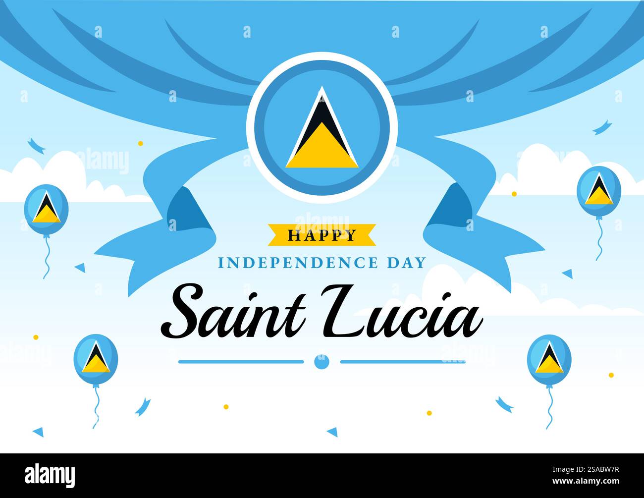 Saint Lucia Independence Day Vector Illustration on February 22 with ...
