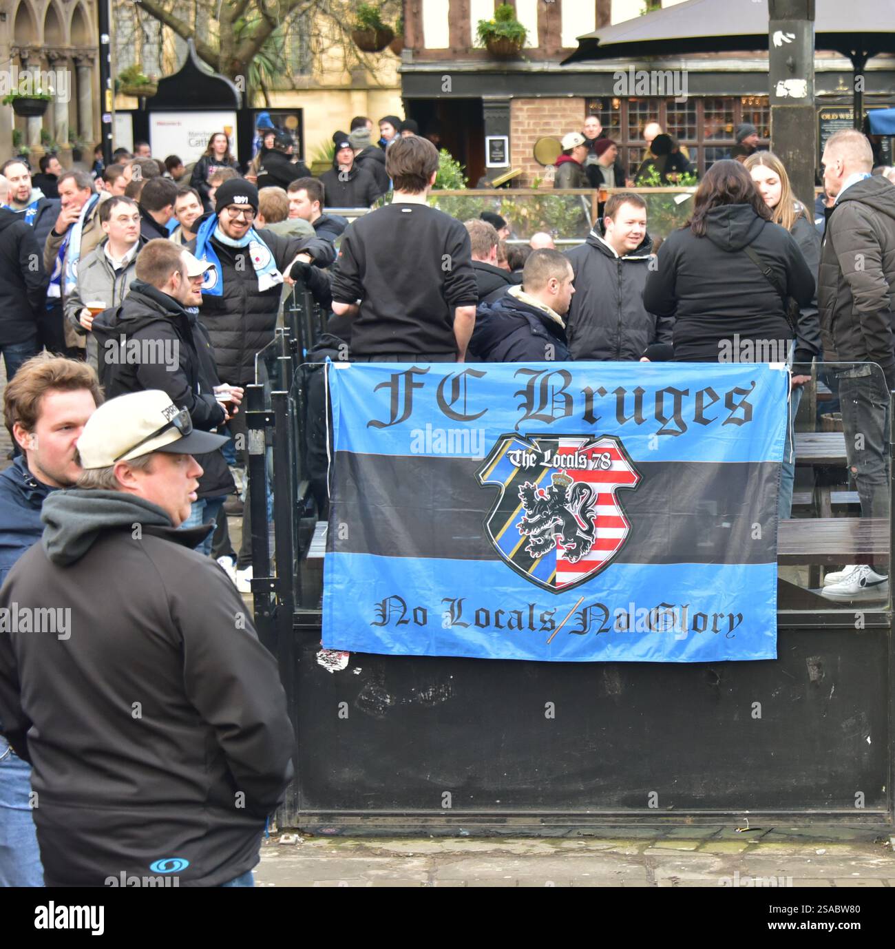 Manchester, UK, 29th January, 2025. Fans of Belgian champion football ...