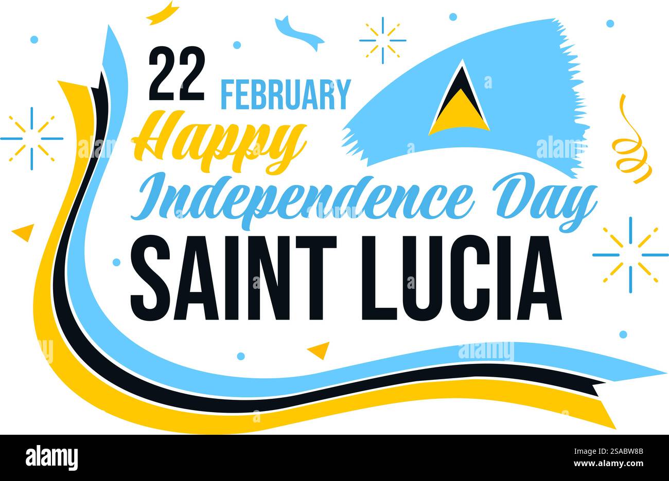 Saint Lucia Independence Day Vector Illustration on February 22 with ...