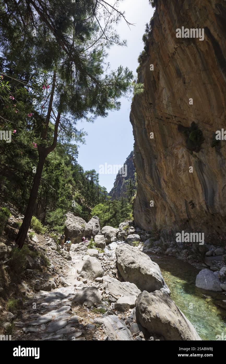 Hiking trail through the Samaria Gorge, south coast, Crete, Greece ...