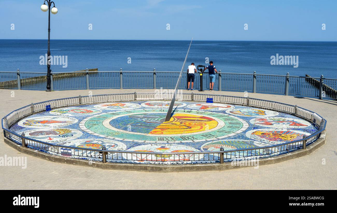 Sundial on the promenade of the Baltic Sea in the city of Svetlogorsk ...