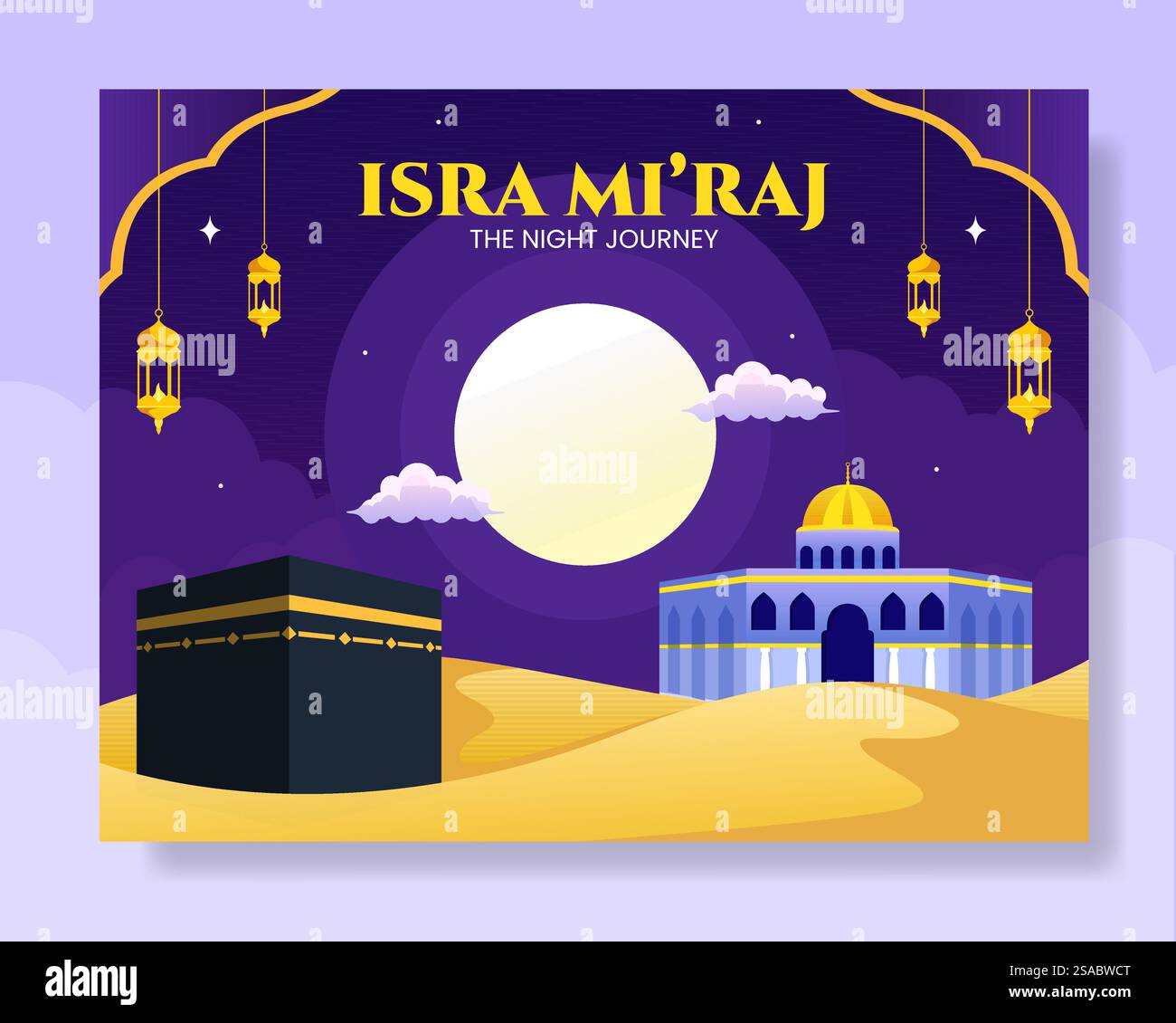 Isra Mi’raj Photocall Cartoon Hand Drawn Templates Background ...