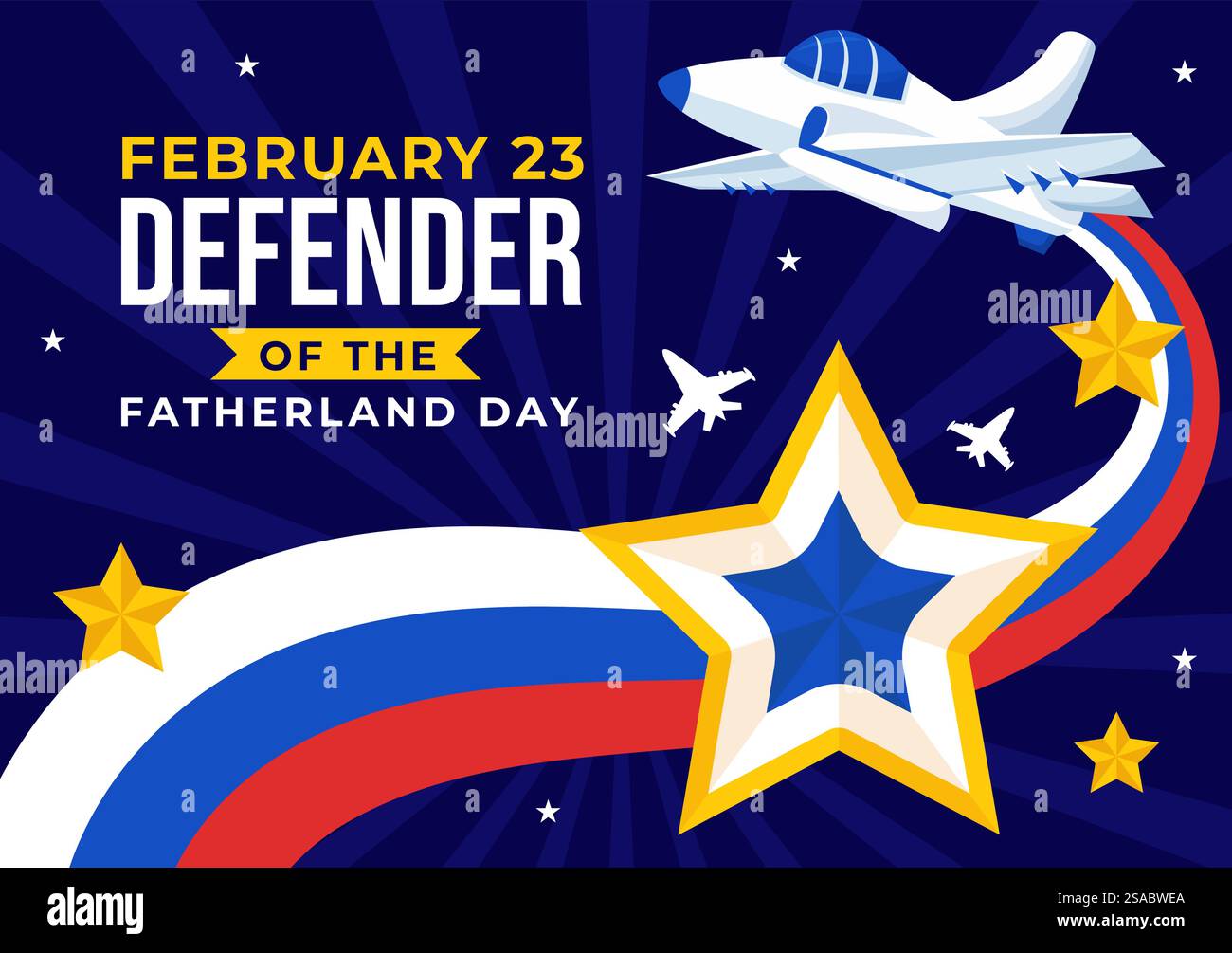 Defender of the Fatherland Day Vector Illustration on 23 February with Russian Flag and Star in ...