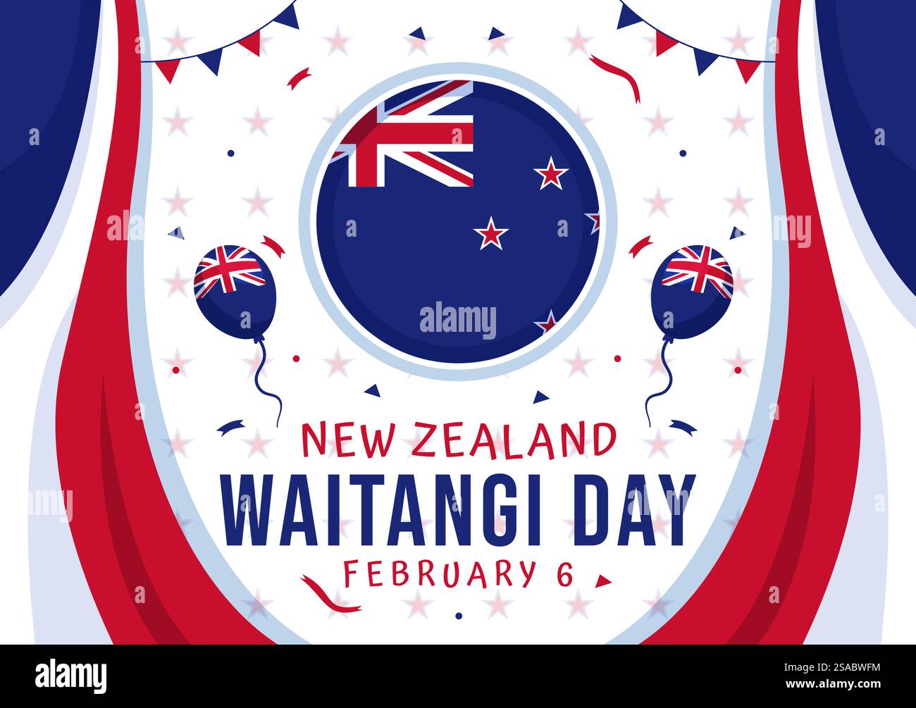 Happy Waitangi Day Vector Illustration on February 6 with New Zealand ...