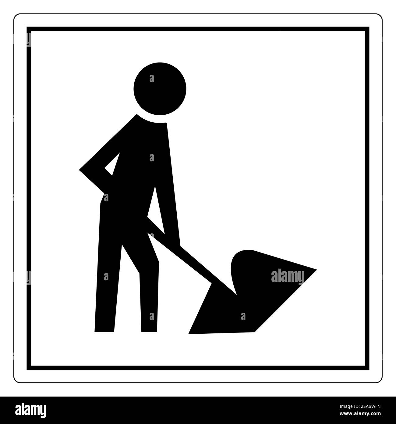 Simple and clear graphic of a construction worker digging. Ideal for use in safety signs ...