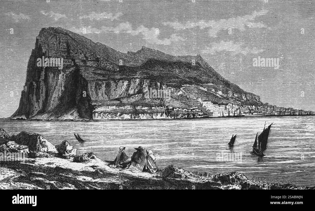 Rock of Gibraltar, view from north-west of Europe, British overseas ...