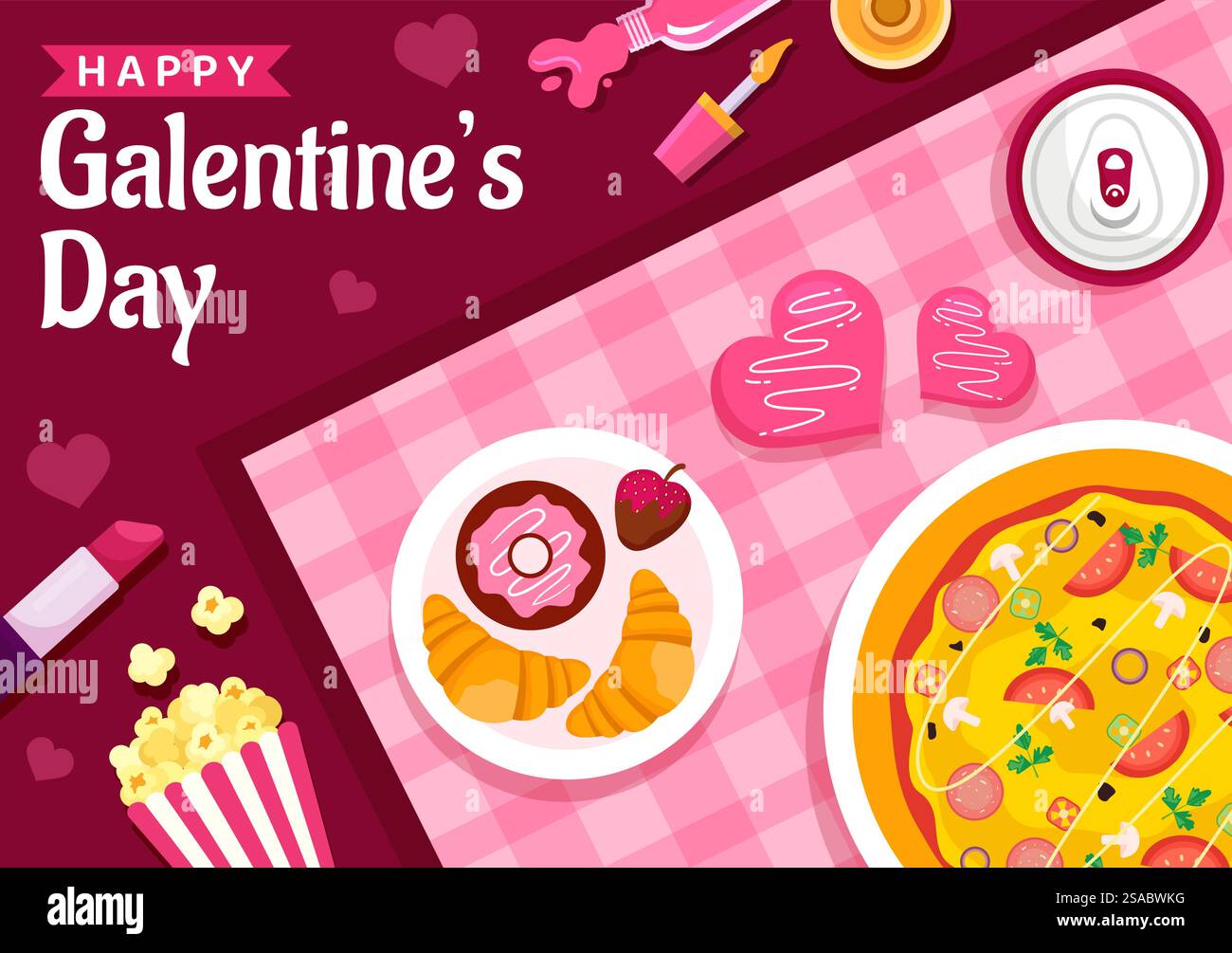Happy Galentine’s Day Vector Illustration on February 13th with ...