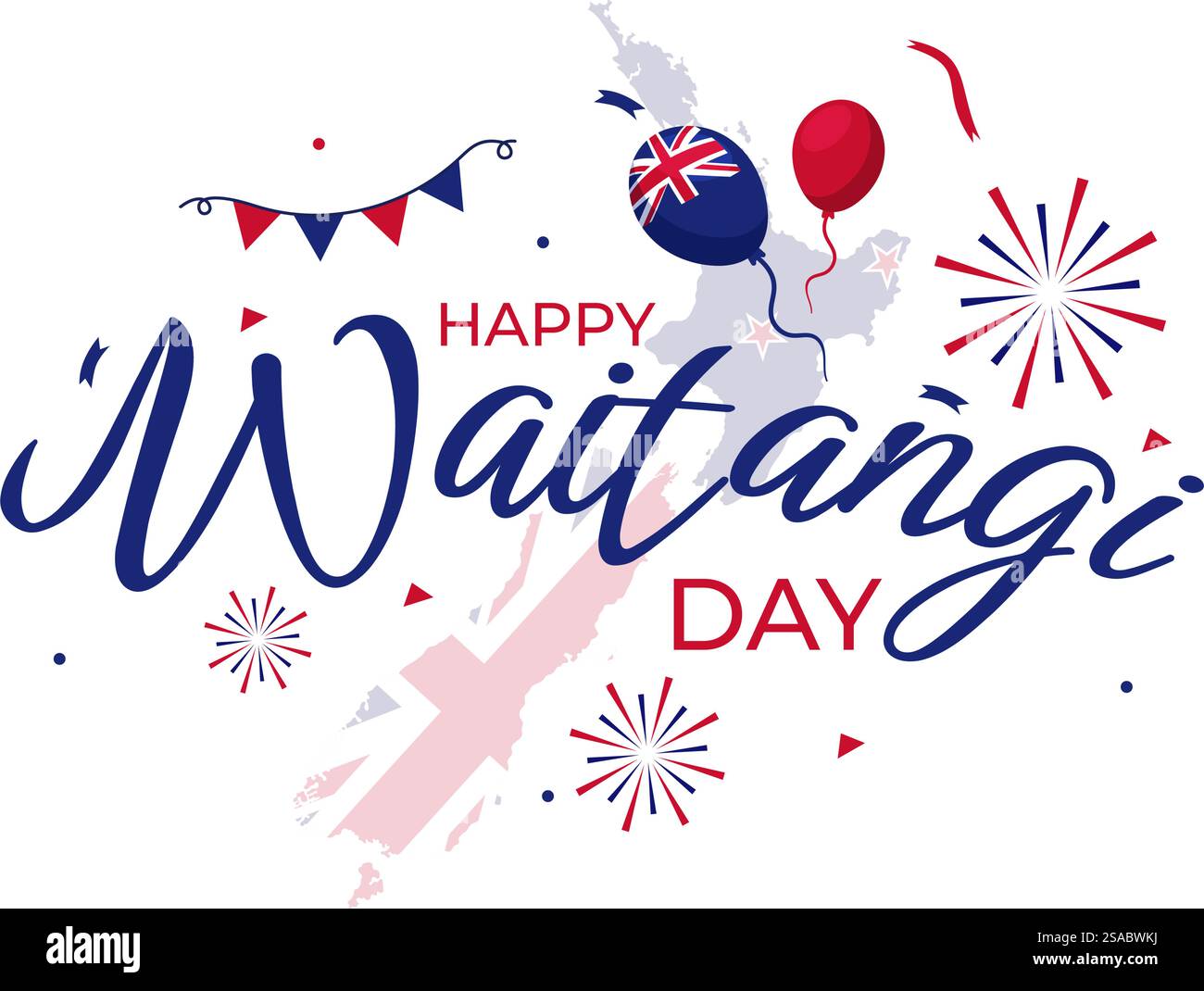 Happy Waitangi Day Vector Illustration on February 6 with New Zealand ...