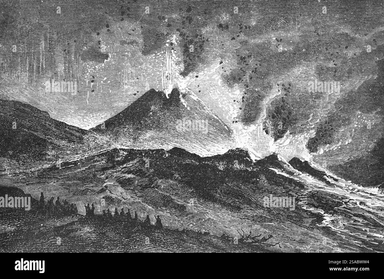 Igneous rock volcano illustration Black and White Stock Photos & Images ...