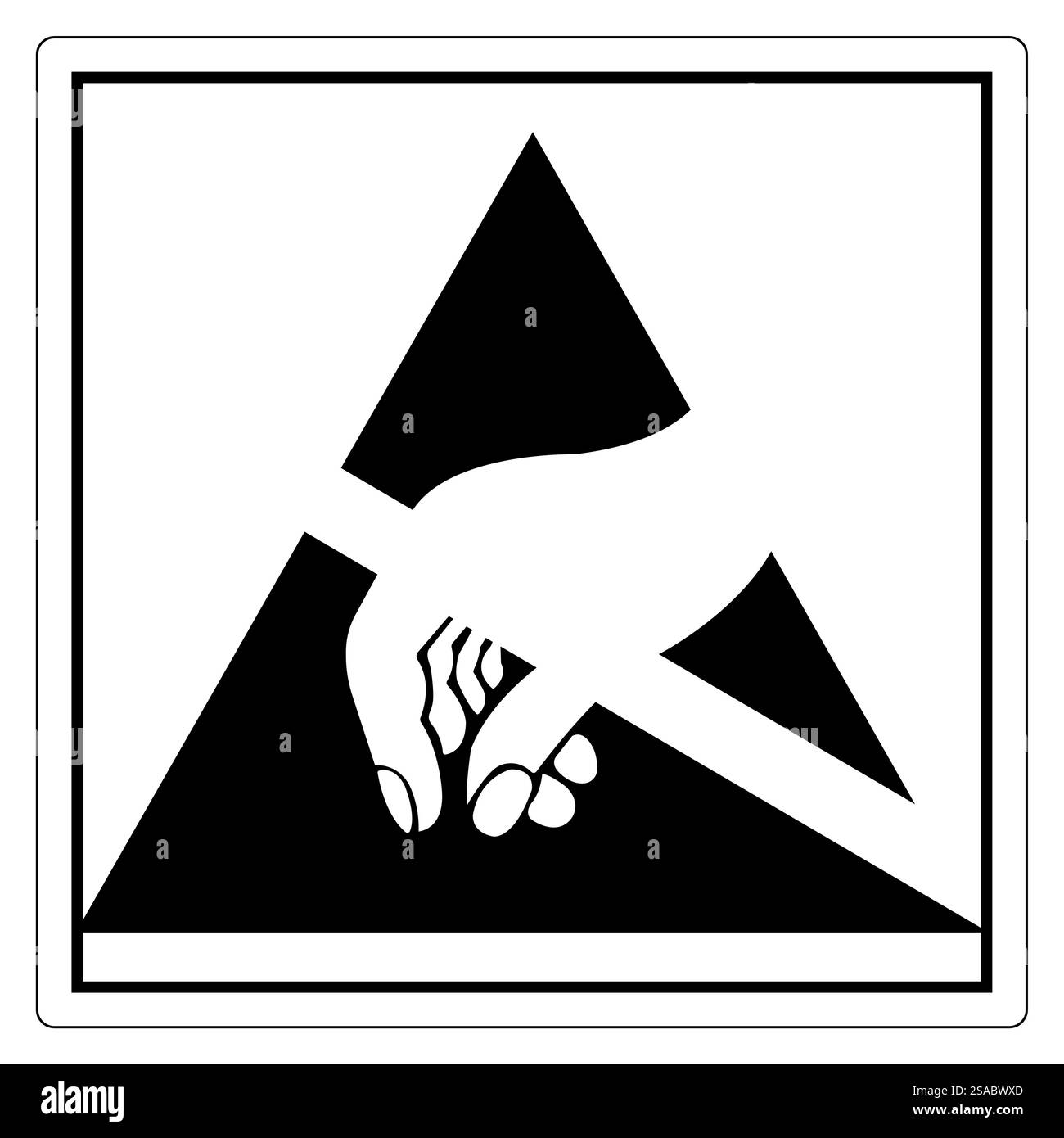 This graphic features a hand symbol within a triangle, representing ...