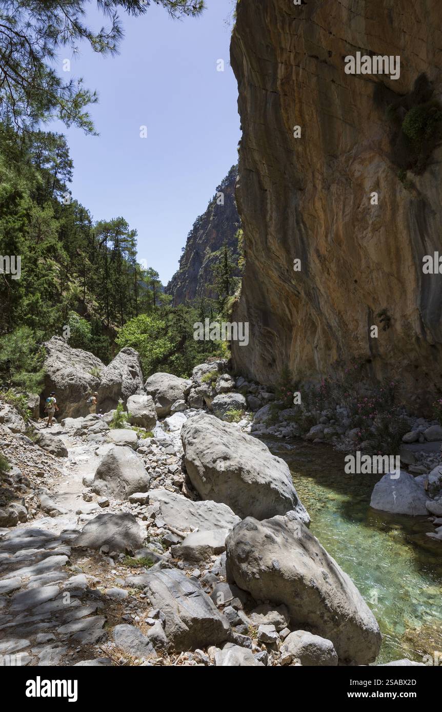 Hiking trail through the Samaria Gorge, south coast, Crete, Greece ...
