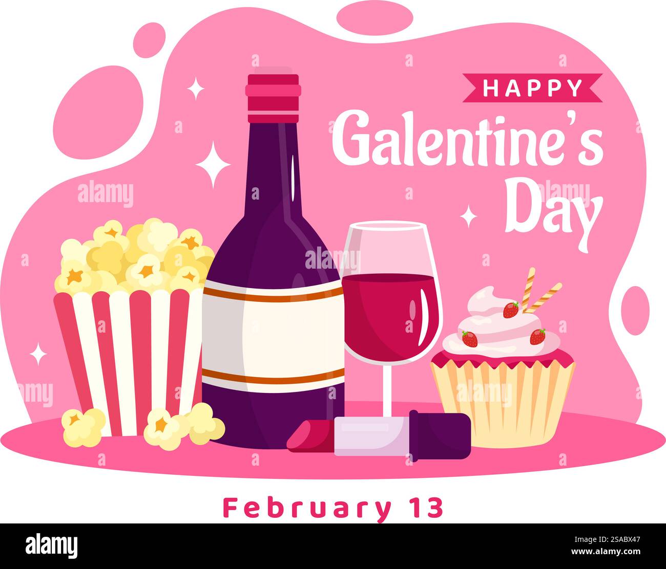 Happy Galentine’s Day Vector Illustration on February 13th with ...