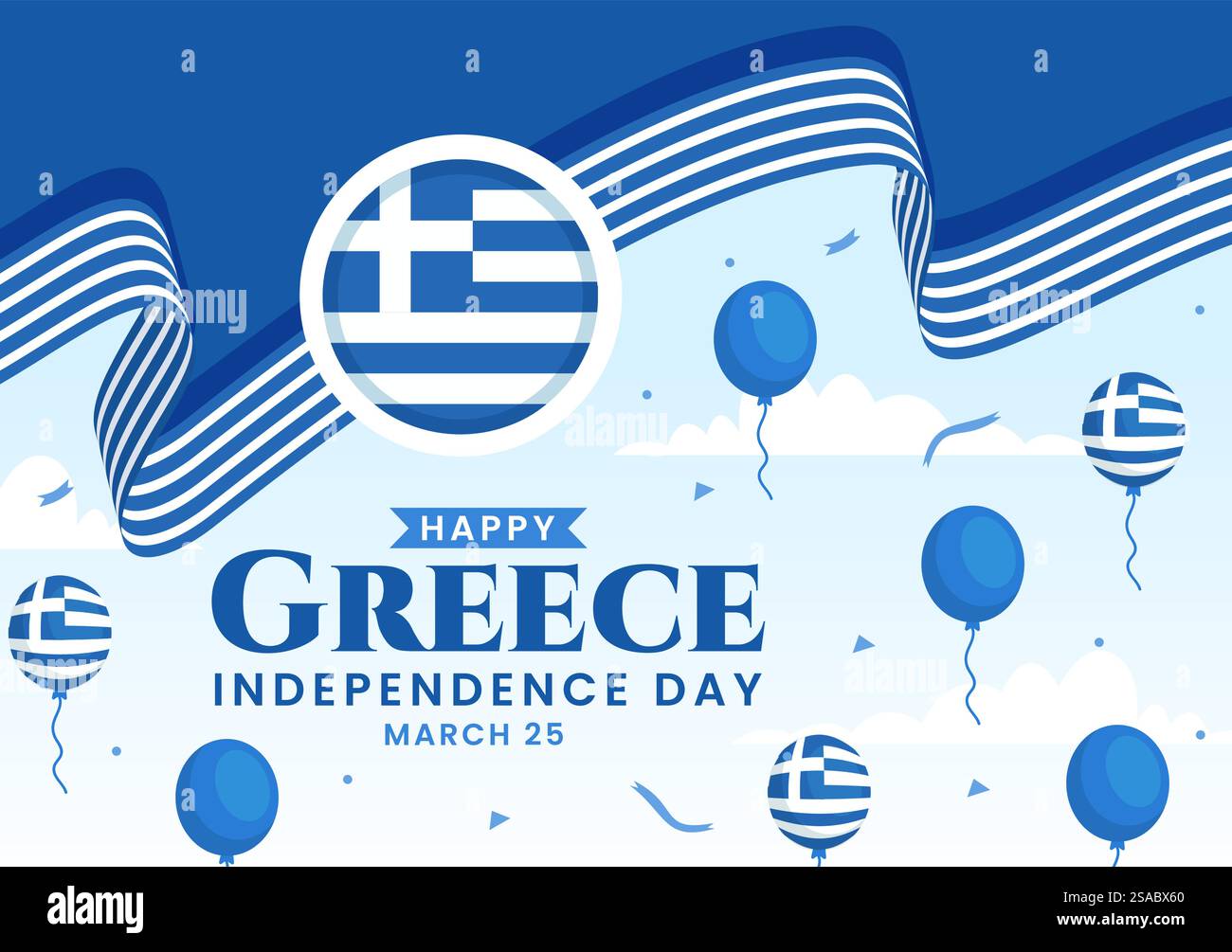 Happy Greece Independence Day Vector Illustration on March 25th with ...