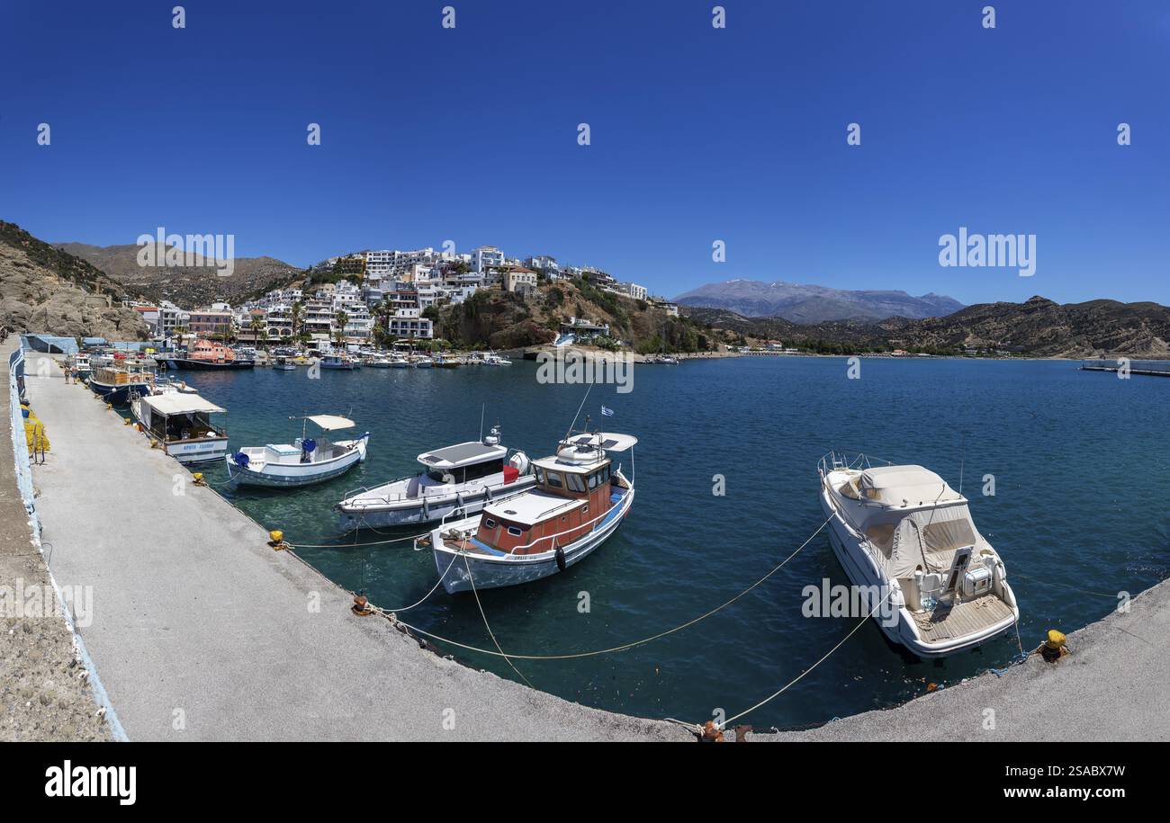 Fishing boats in the harbour of Agia Galini, south coast, Crete, Greece ...