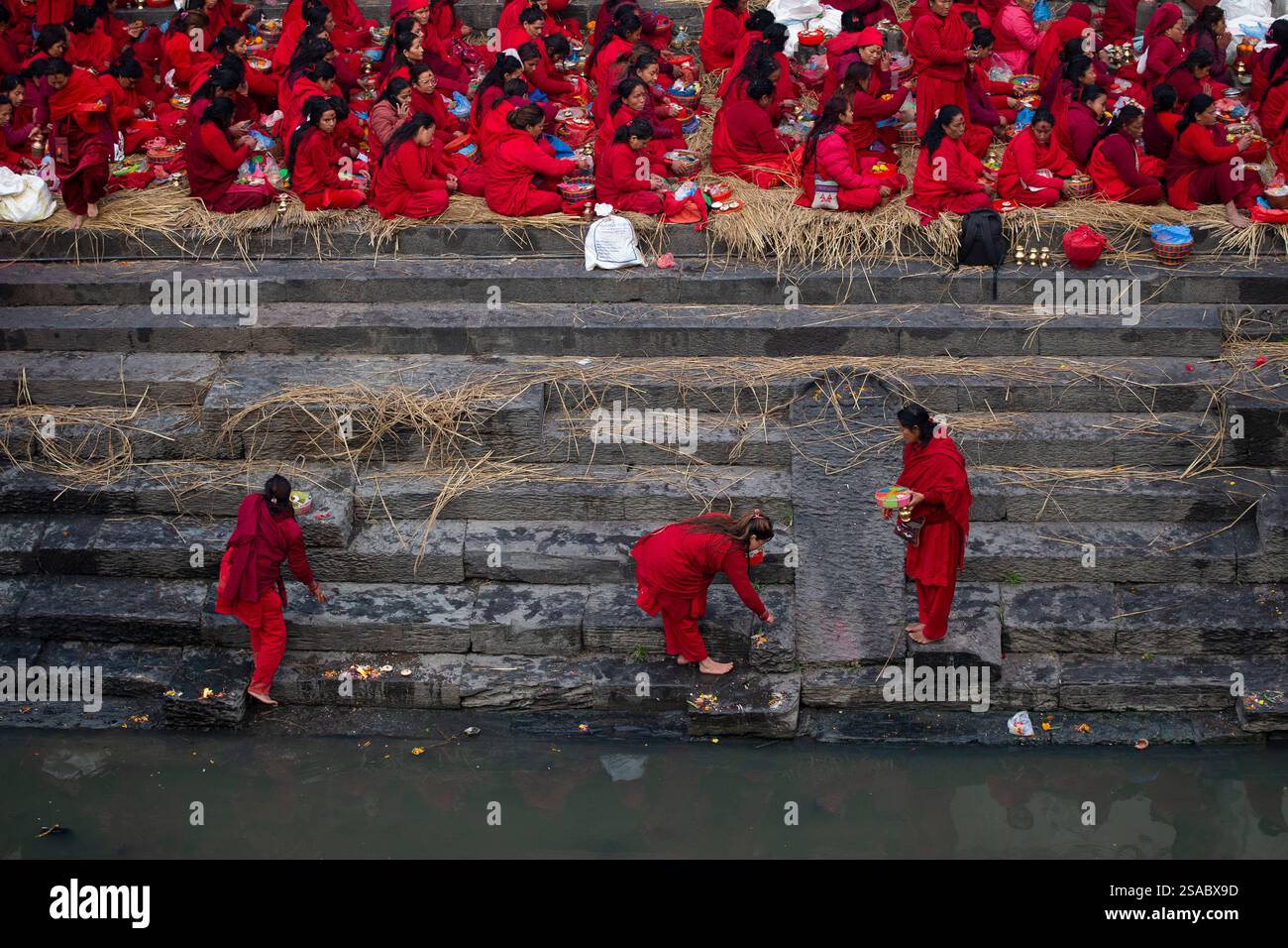 On January 29, 2025, in Kathmandu, Nepal. Hindu women devotees perform ...