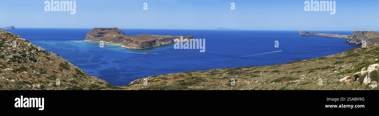 View from the Gramvousa peninsula to the island of Imeri Gramvousa ...