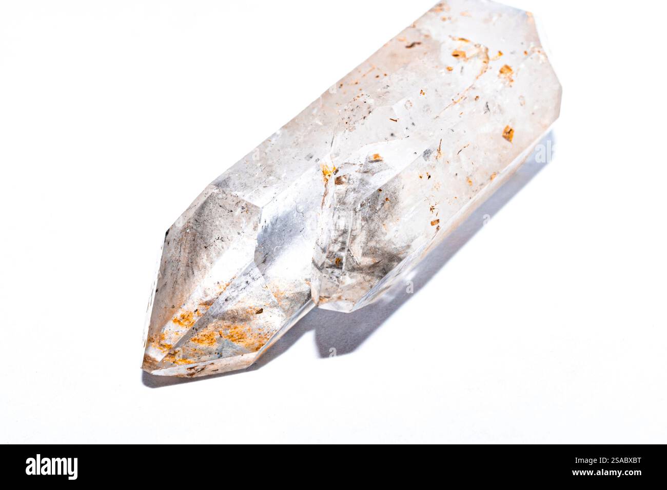 Double Terminated Twin Crystal with Pyramid Inclusions Stock Photo - Alamy