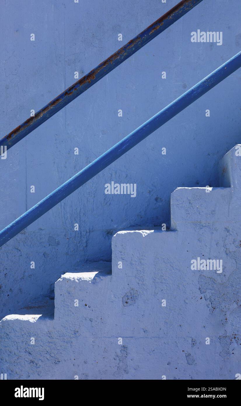 Staircase in the harbour of Agia Galini, south coast, Crete, Greece ...
