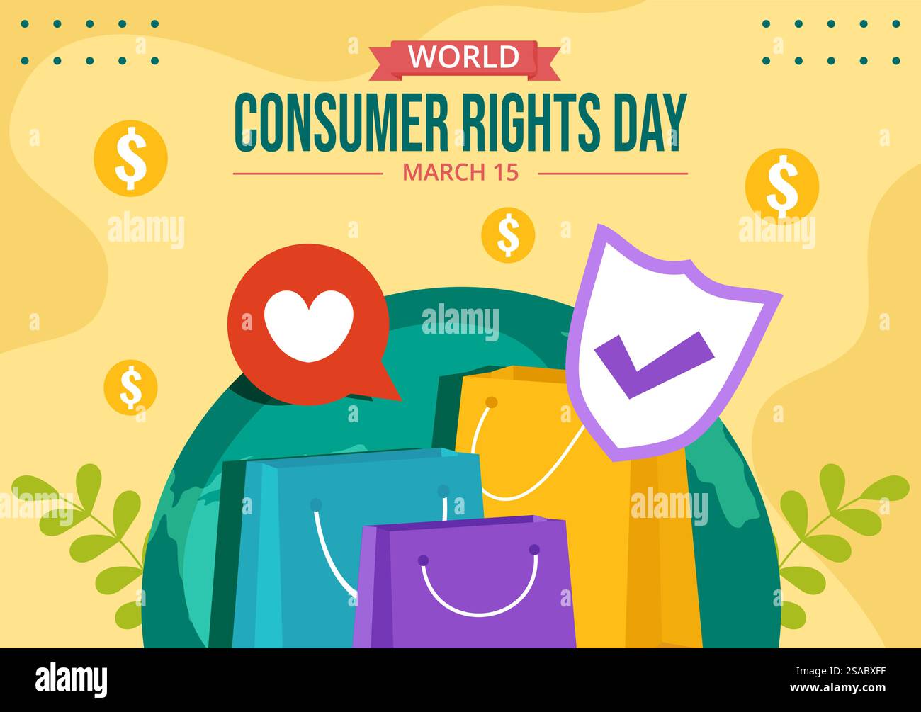 Consumer Rights Day Social Media Background Flat Cartoon Hand Drawn ...