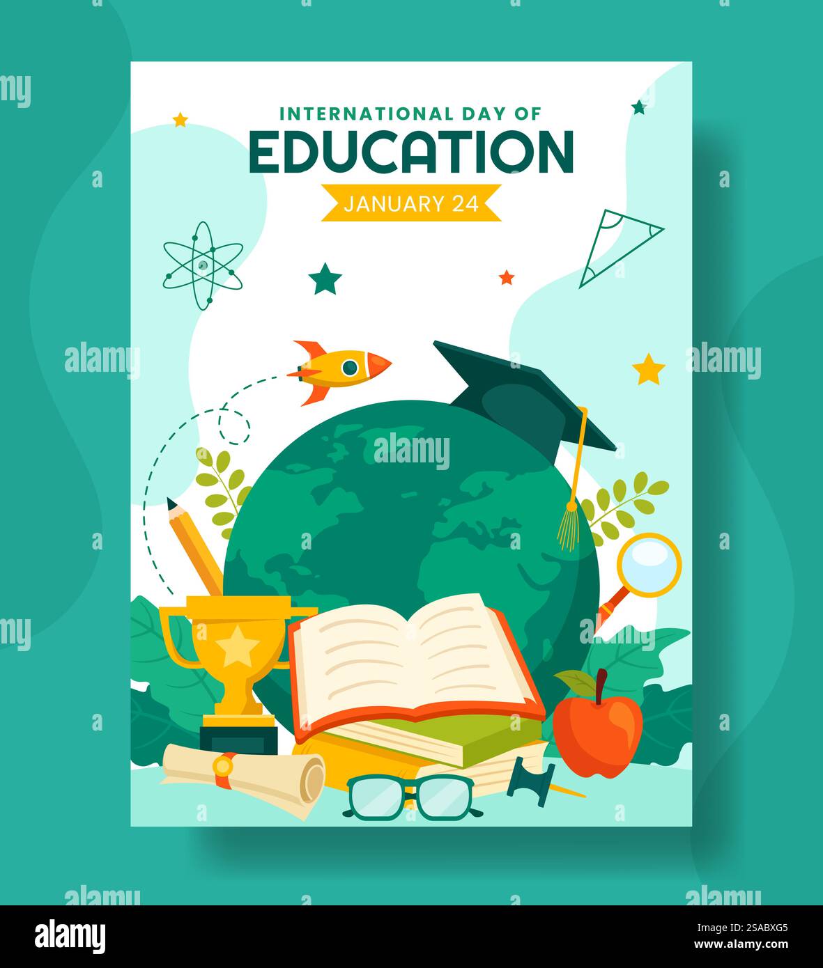 International Education Day Vertical Poster Cartoon Hand Drawn ...