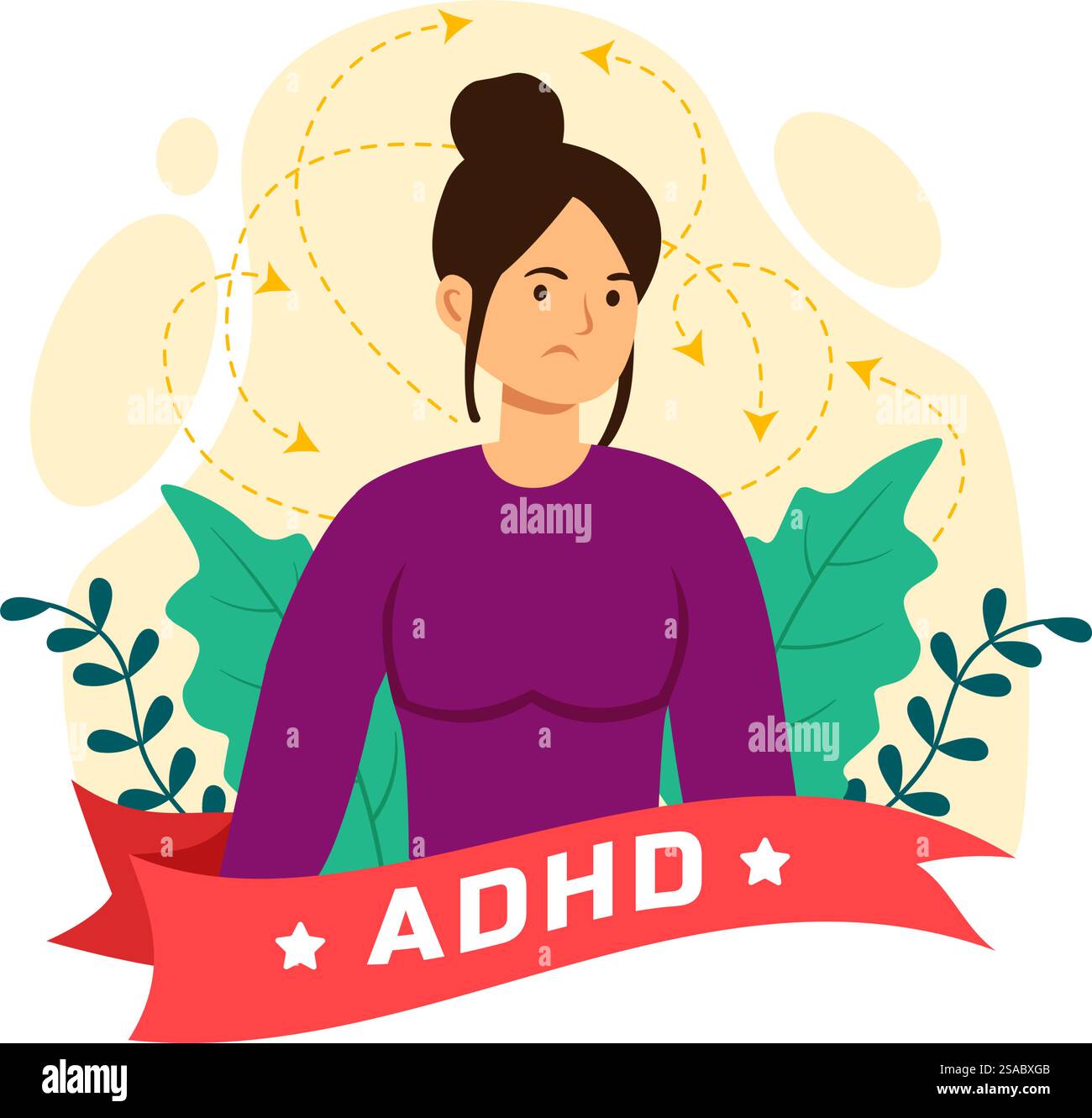 ADHD or Attention Deficit Hyperactivity Disorder Vector Illustration with Kids Impulsive and ...